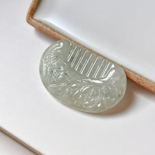 A-Grade Floral Jadeite Shubi (Comb) Piece No.172433 – Yokdee Jewellery