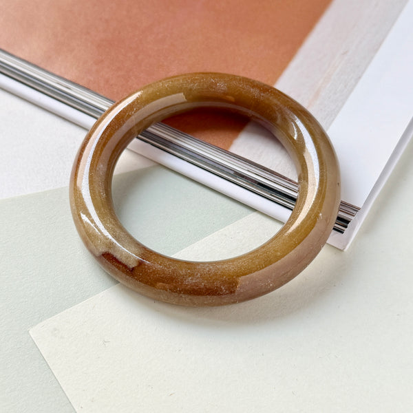 51.4mm A-Grade Natural Brown Jadeite Traditional Round Bangle No. 1510 ...