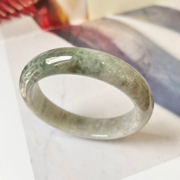 55.9mm A-Grade Natural Grey Jadeite Modern Round Bangle No.330082 ...